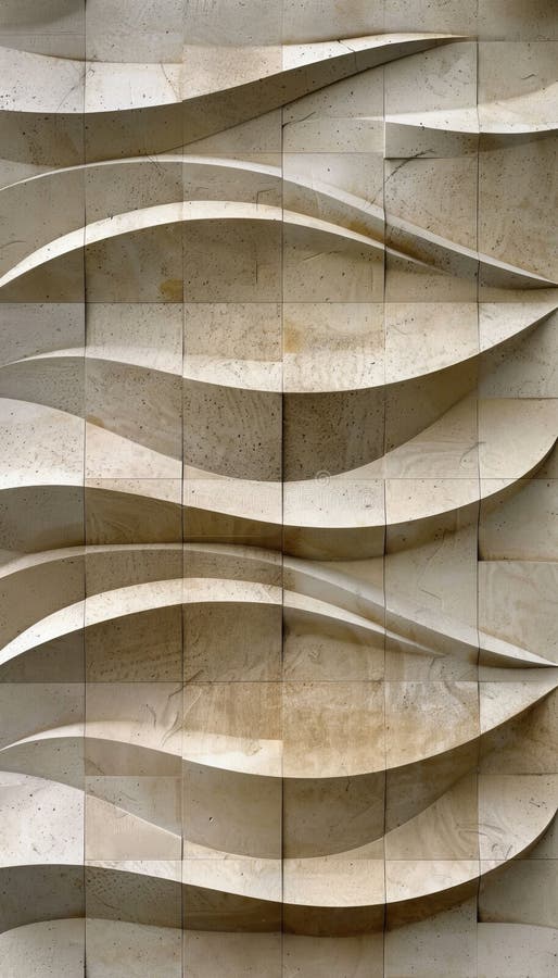 Abstract Architectural Detail, Stone Wall with Wavy Pattern, Modern ...
