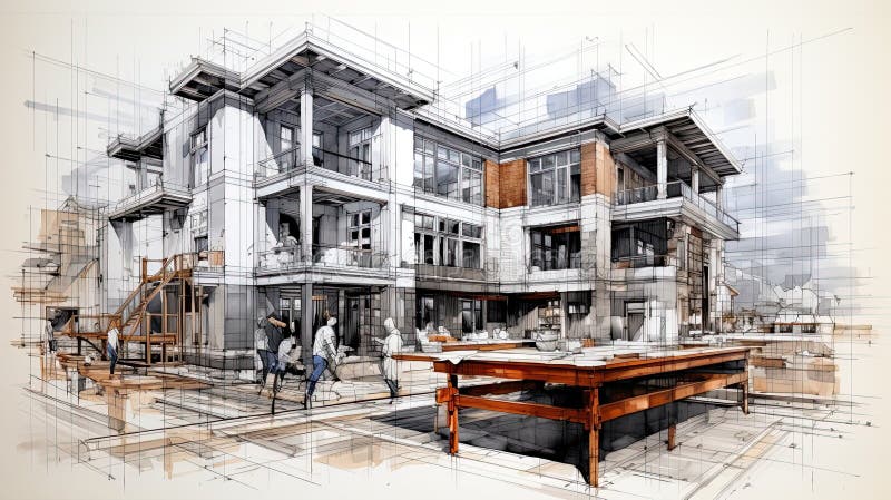 Abstract Architectural Drawings Stock Photo - Image of drawing ...