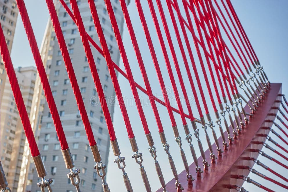 Abstract Architectural Features, Steel Beam with Cables on Sky ...