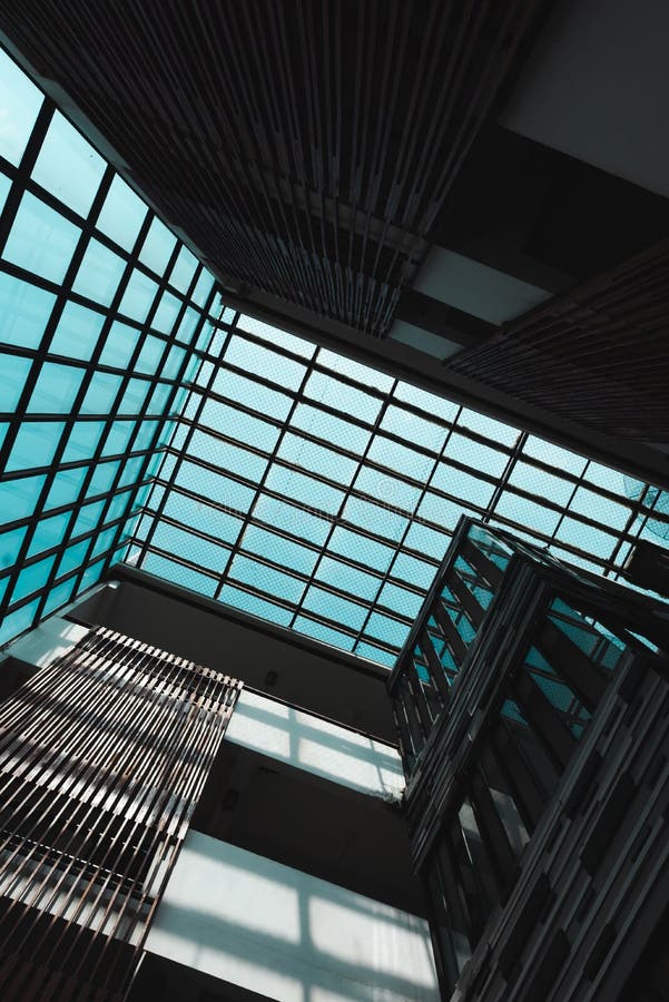 Abstract Architectural Glass Interior of Modern House with Large ...