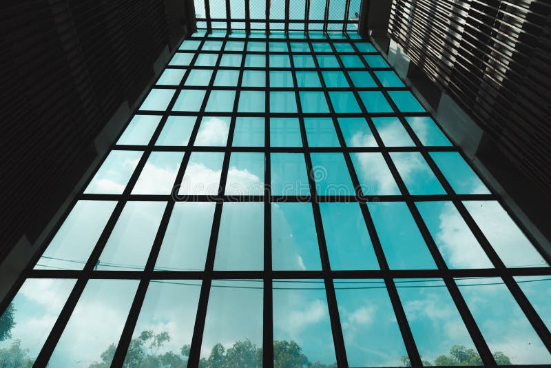 Abstract Architectural Glass Interior of Modern House with Large ...