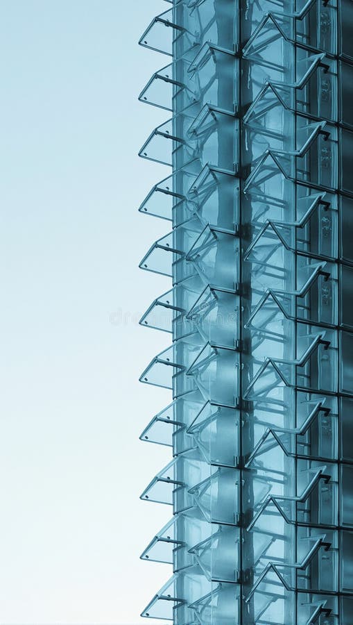 Abstract Architectural Glass Louvers Reflecting Light in a Rhythmic ...