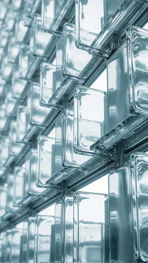 Abstract Architectural Glass Louvers Reflecting Light in a Rhythmic ...