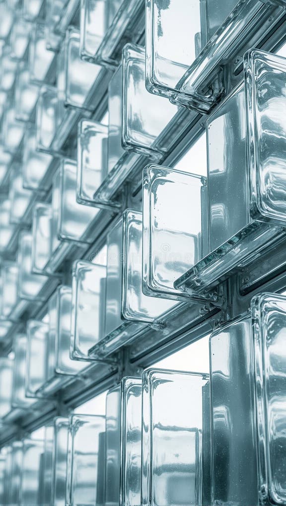 Abstract Architectural Glass Louvers Reflecting Light in a Rhythmic ...