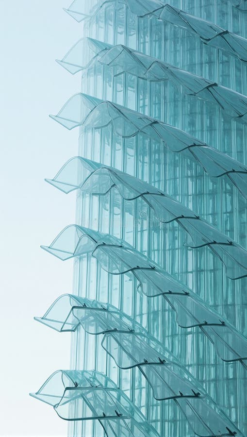 Abstract Architectural Glass Louvers Reflecting Light in a Rhythmic ...