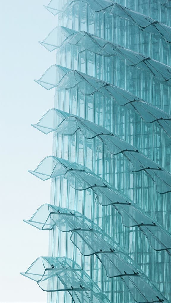 Abstract Architectural Glass Louvers Reflecting Light in a Rhythmic ...