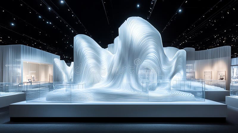 Abstract Architectural Installation Featuring Flowing White Forms in a ...
