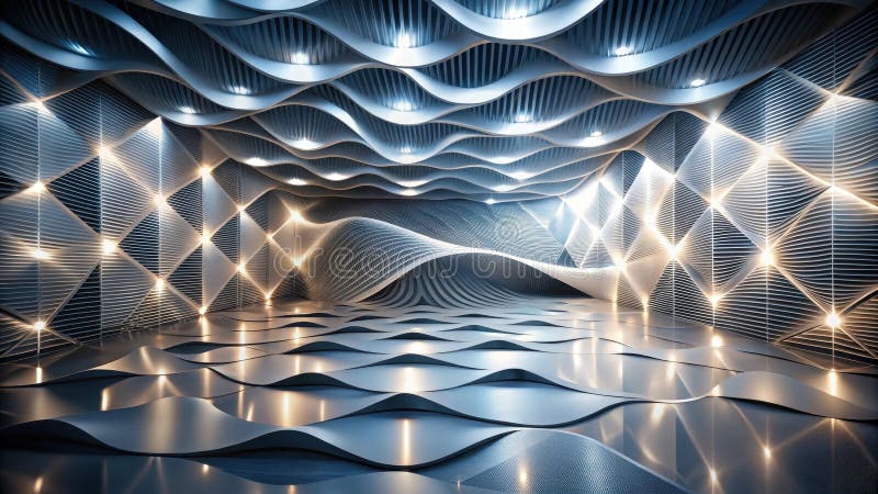 Abstract Architectural Interior Design with Wave-like Walls and Ceiling ...