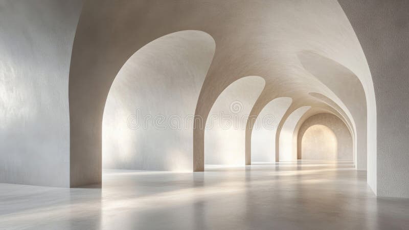 Abstract Architectural Interior with Serpentine Arches and Soft Light ...