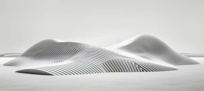Abstract Architectural Landscape. Minimalist White Wavy Shape Structure ...