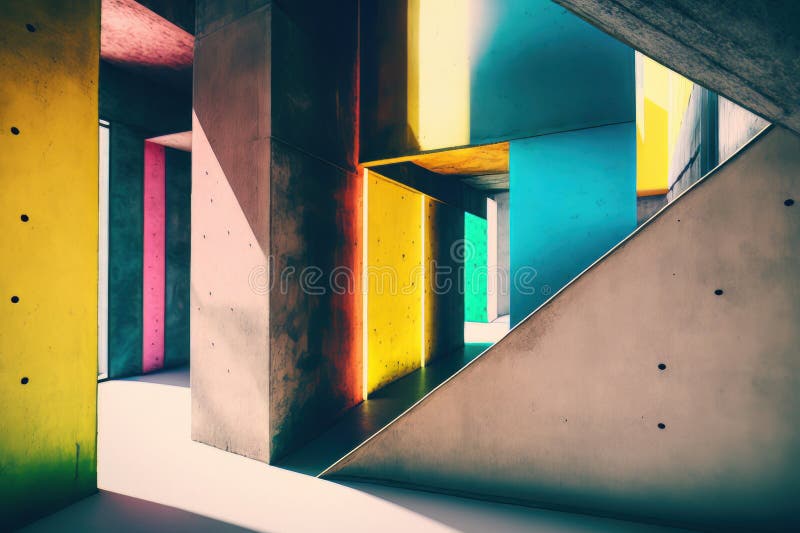 Abstract Architectural Pattern Colorful Interior Design. Illustration ...