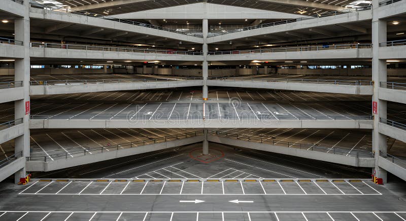 Abstract Architectural Pattern Empty Airport Parking Garage High Angle ...