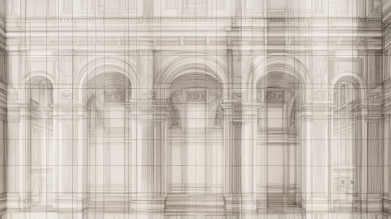 Abstract Architectural Pattern Featuring Minimal Line Drawings of ...