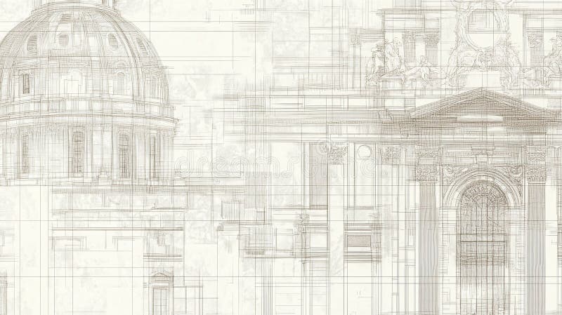 Abstract Architectural Pattern Featuring Minimal Line Drawings of ...