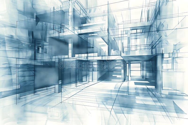 Abstract Architectural Sketch of a Modern Building Interior Stock ...