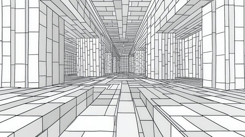 Abstract Architectural Space with Linear Patterns and Geometric Shapes ...