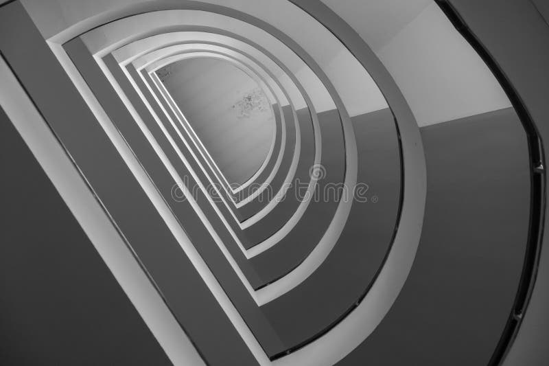 Abstract Architectural Spiral Staircase in Black and White Perspective ...