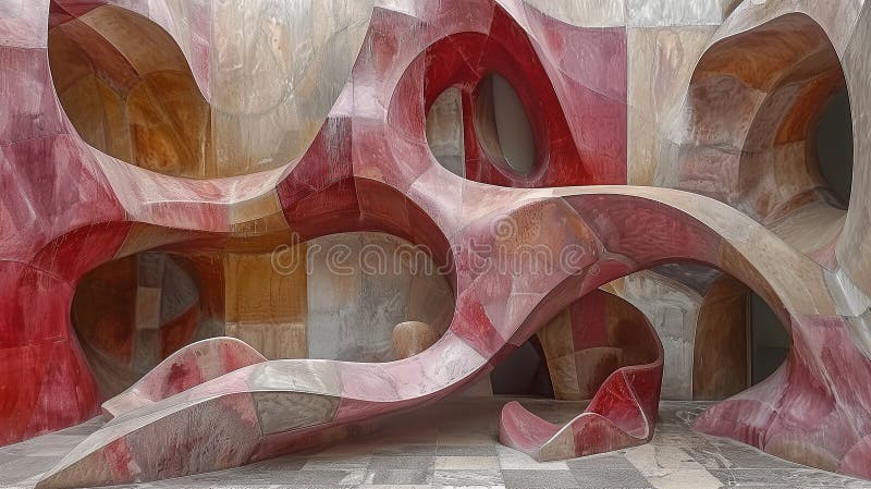 Abstract Architectural Structure with Curved Forms and Earthy Tones ...