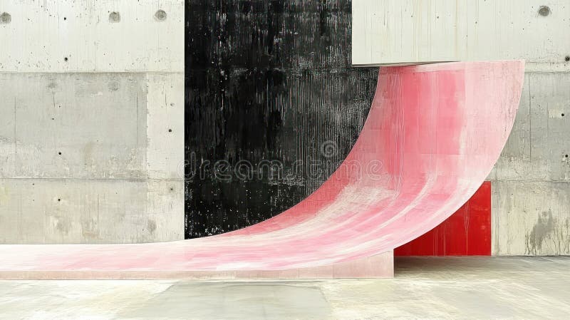Abstract Architectural Structure with Curved Ramp and Contrasting ...
