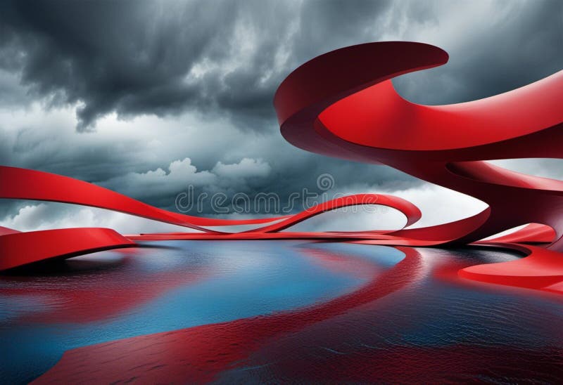 Abstract Architectural Structure Featuring Curved Objects on the Body ...