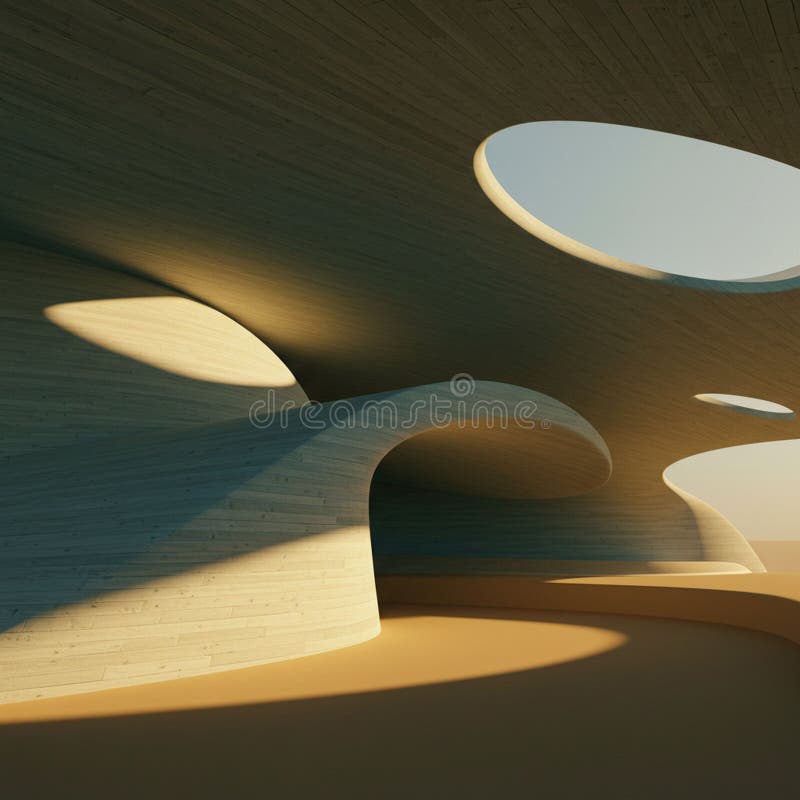 Abstract Architectural Structure Featuring Smooth, Curved Surfaces and ...