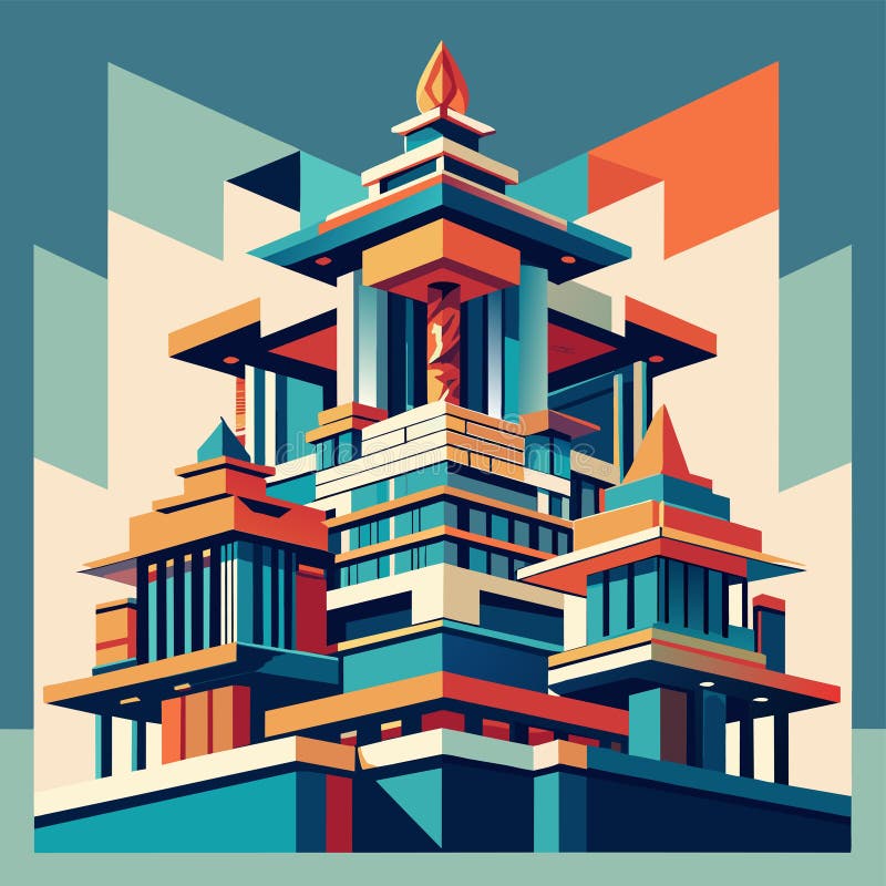 Abstract Architectural Structure with Overlapping Geometric Shapes in a ...