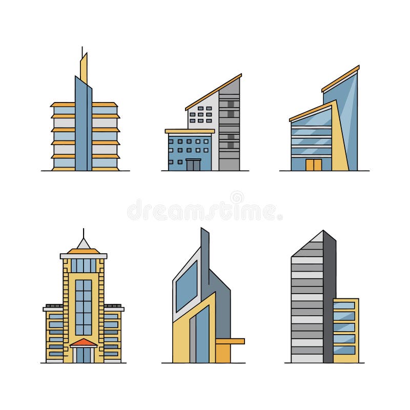 Abstract Architectural Structures in a Minimal Flat Design Showcasing ...