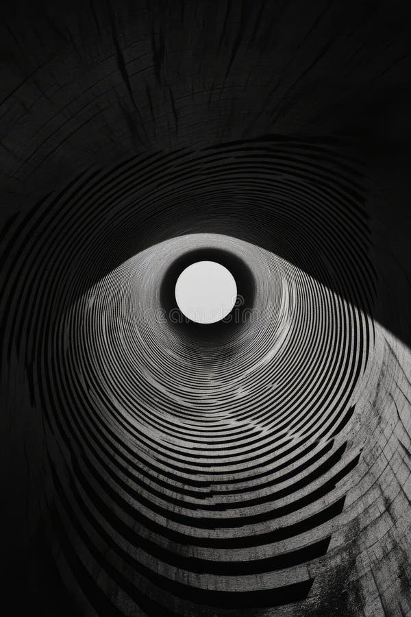 Abstract Architectural Tunnel with Circular Opening and Concentric ...