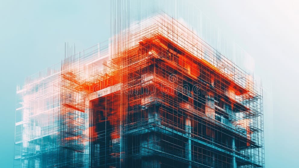 Abstract Architectural Visualization of a Construction Site. Modern ...