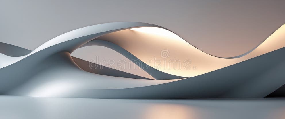Abstract Architectural Wave Structure with Soft Lighting and Smooth ...