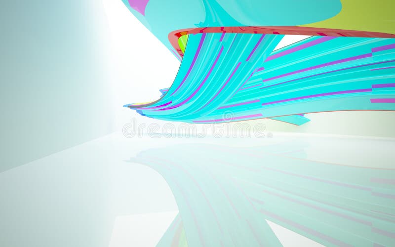 Abstract Architectural White Interior with Color Gloss Gradient of a ...