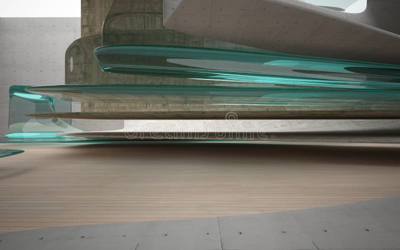 Abstract Architectural Wood and Glass Interior from an Array of Spheres ...