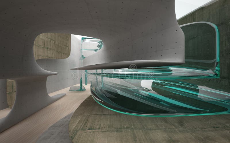 Abstract Architectural Wood and Glass Interior from an Array of Spheres ...