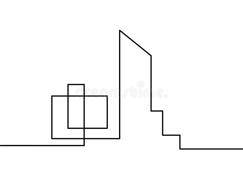 Abstract Architecture As Continuous Lines Drawing Stock Vector ...