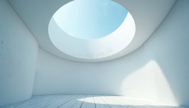 Abstract Architecture Background with Curved White Wall. a Round Window ...