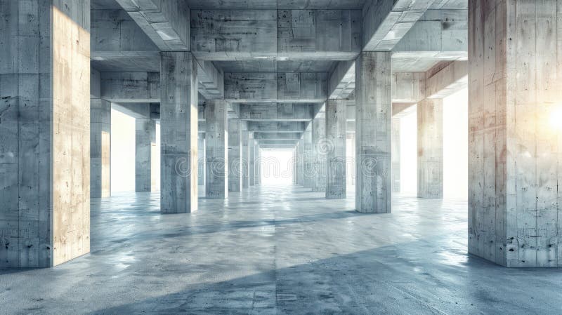 Abstract Architecture Background, Empty Rough Concrete Interior with ...