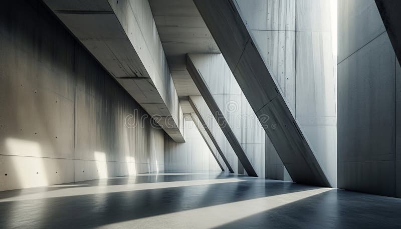 Abstract Architecture Background, Empty Rough Concrete Interior with ...