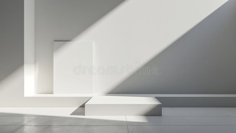 Abstract Architecture Background, Empty White Interior with Shadow on ...