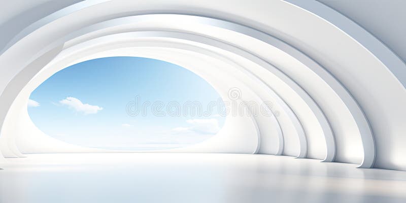 Abstract Architecture Background, Futuristic White Arched Interior 3d ...
