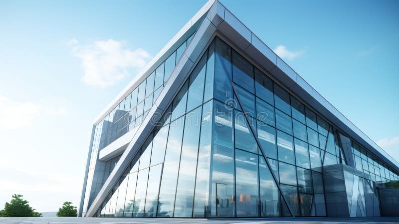 Abstract Architecture Background. Modern Office Building with Glass Facade Stock Illustration ...