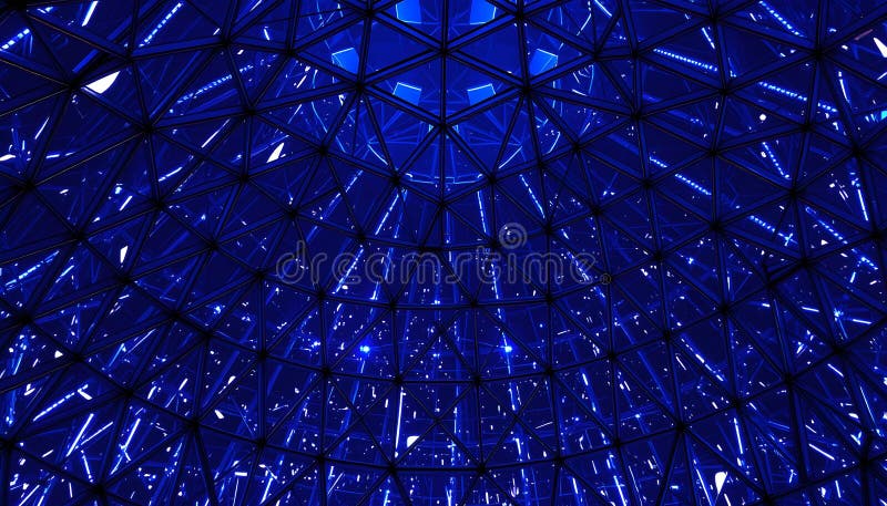 Abstract Architecture: Blue Geometric Dome of Glass and Light Stock ...