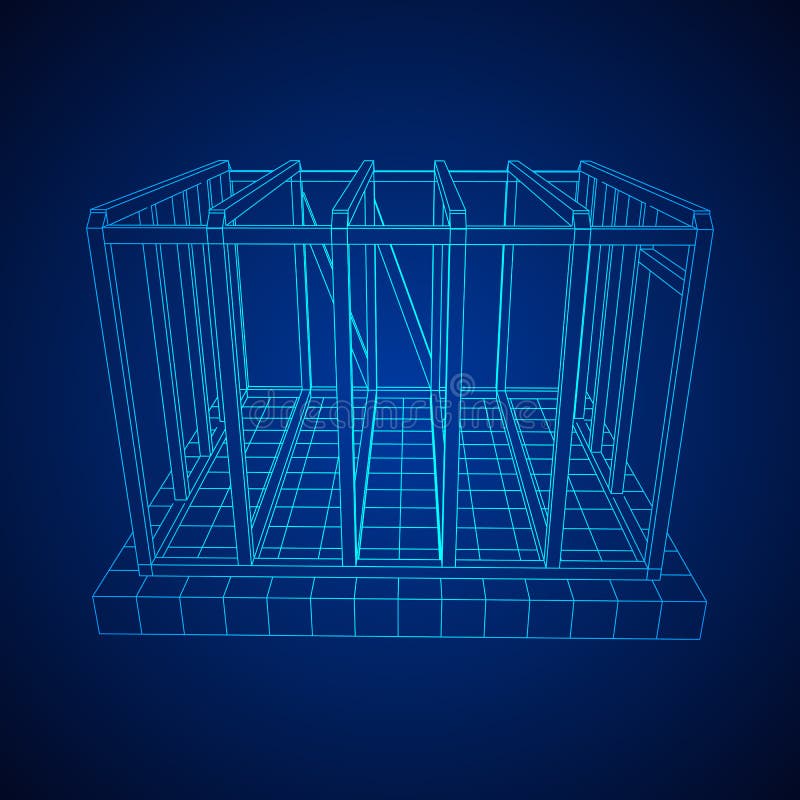 Wireframe framing house stock vector. Illustration of exterior - 121058637