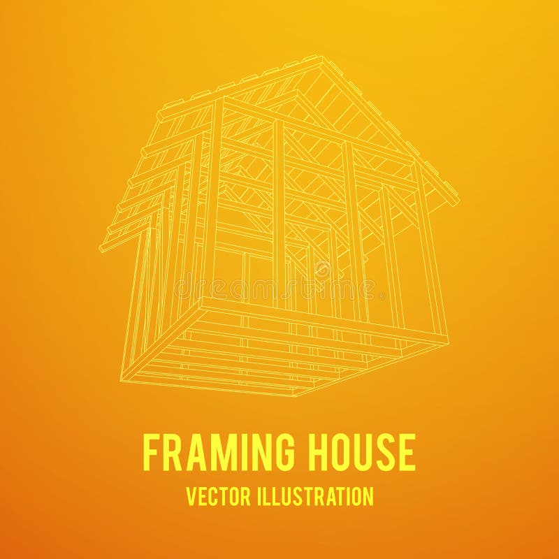 Wireframe framing house stock vector. Illustration of building - 106240671