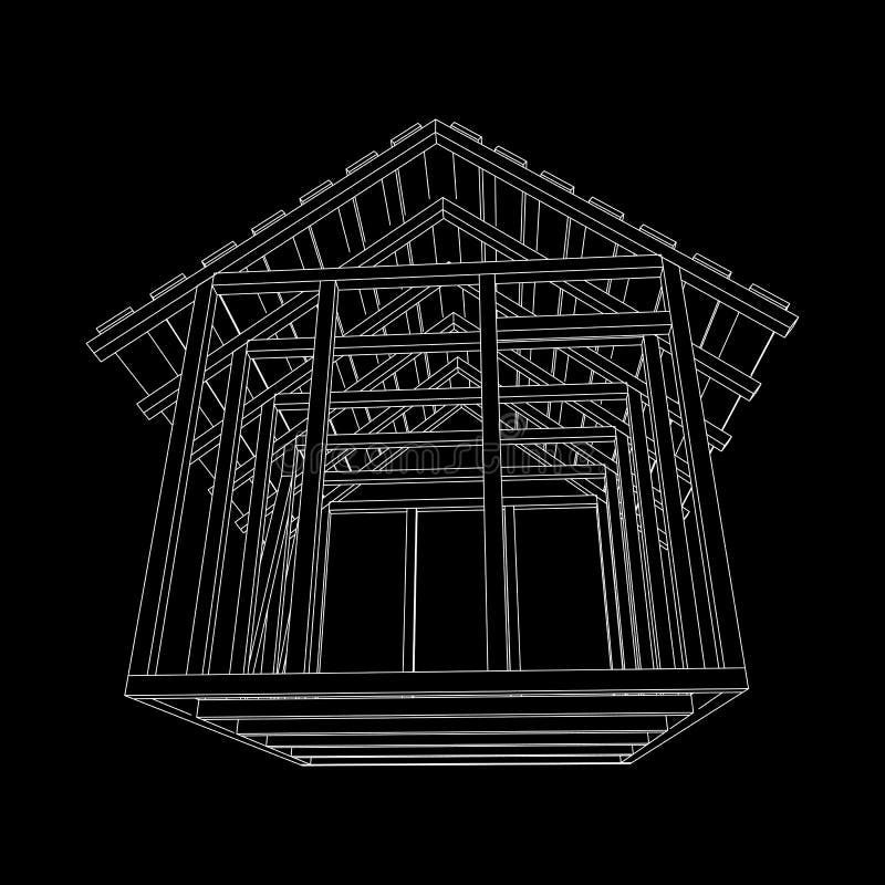 Wireframe framing house stock vector. Illustration of poly - 106240601