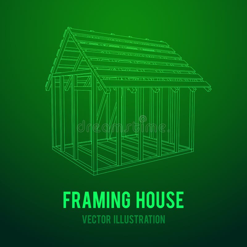 Wireframe framing house stock vector. Illustration of abstract - 106240634