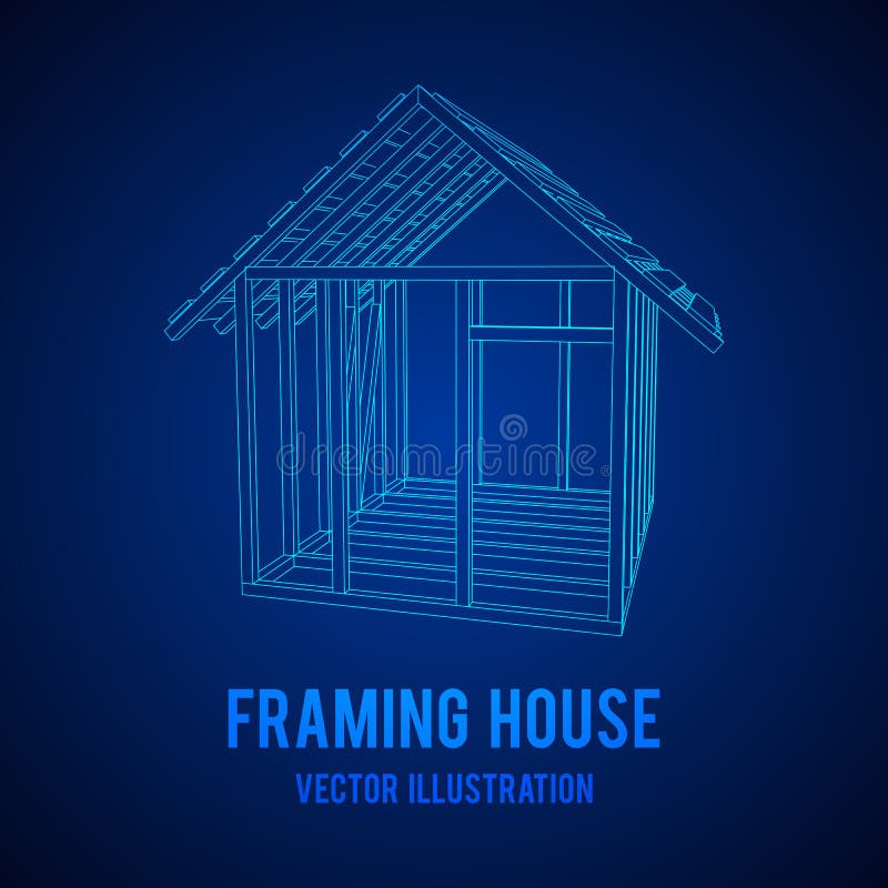 Wireframe framing house stock vector. Illustration of framework - 105972217