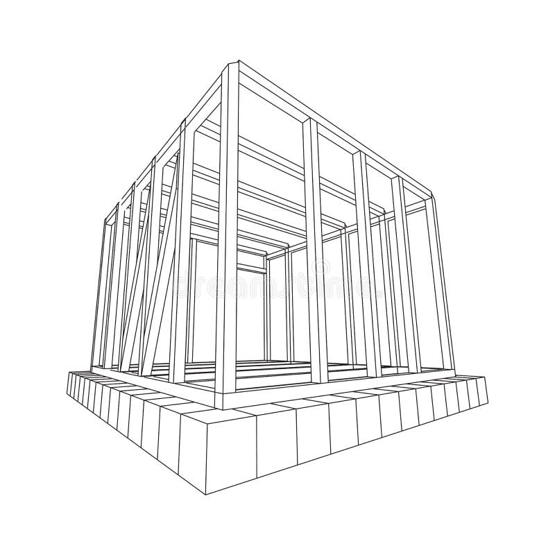 Wireframe framing house stock vector. Illustration of frame - 120726070
