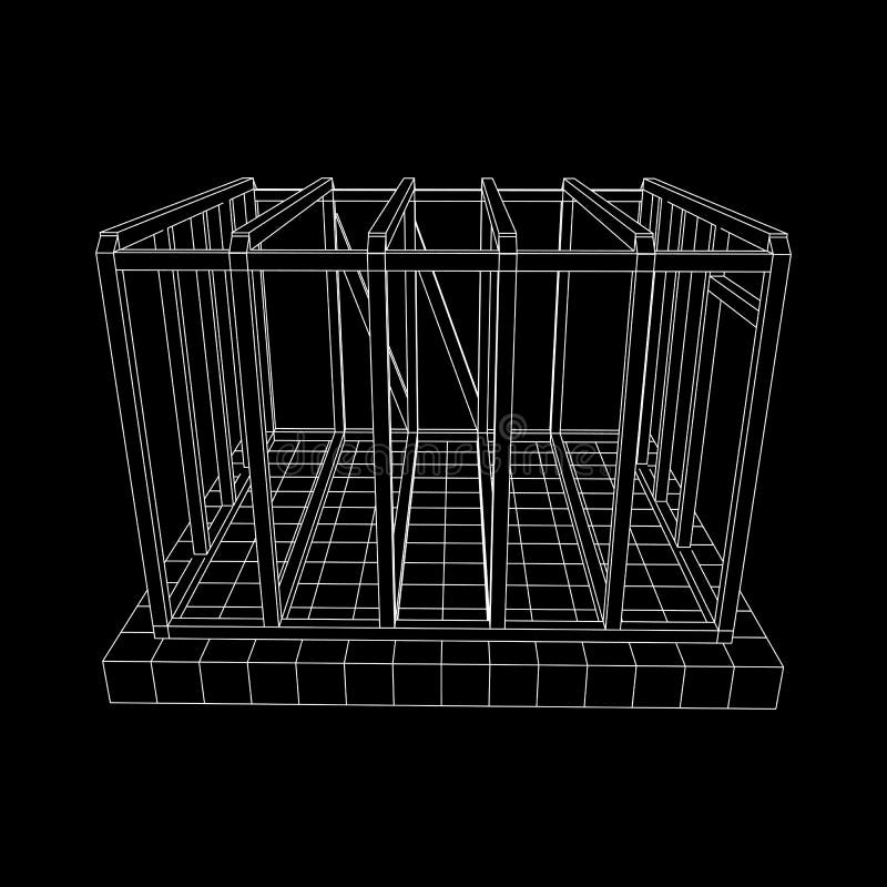 Wireframe framing house stock vector. Illustration of poly - 120891228