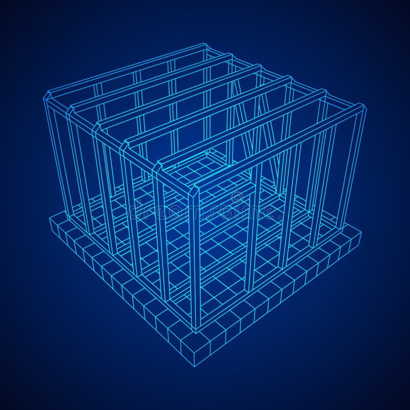 Wireframe framing house stock vector. Illustration of house - 120891304