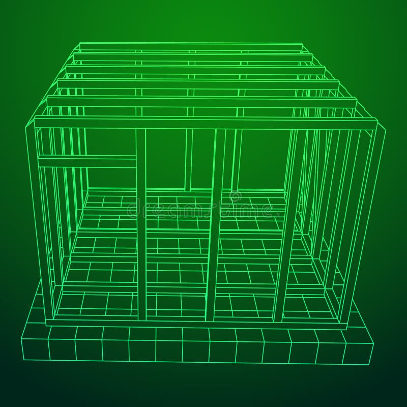 Wireframe framing house stock vector. Illustration of line - 120971018